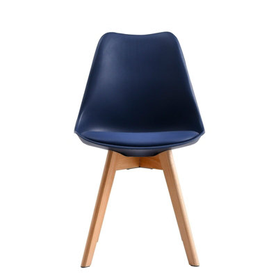 Single Dining Chair with Solid Wooden Legs and Seat Cushion Pad Blue ...