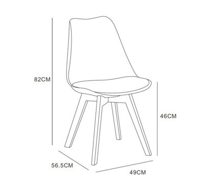 Single Dining Chair with Solid Wooden Legs and Seat Cushion Pad Blue ...