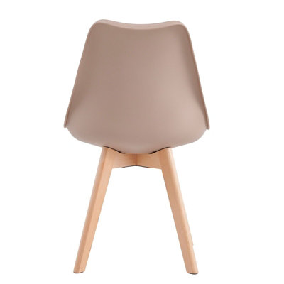 Single Dining Chair with Solid Wooden Legs and Seat Cushion Pad Brown ...