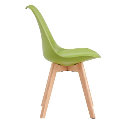 Single Dining Chair with Solid Wooden Legs and Seat Cushion Pad Green ...