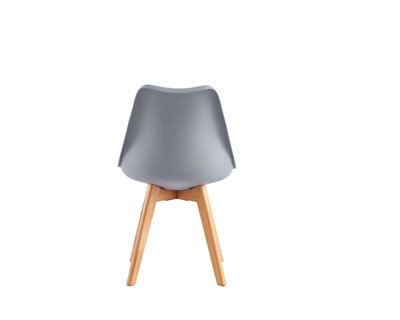 SINGLE DINING CHAIR WITH SOLID WOODEN LEGS AND SEAT CUSHION PAD GREY ...