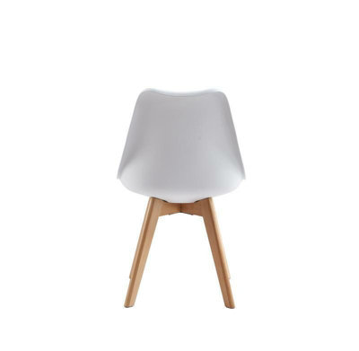 Single Dining Chair with Solid Wooden Legs and Seat Cushion Pad White ...