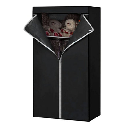 Single Fabric Canvas Wardrobe with Hanging Rail Shelving Clothe ...