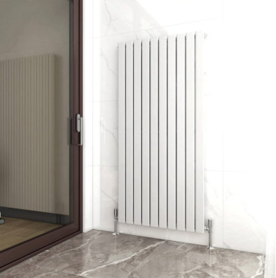 Single Flat Panel Vertical Column Radiator 1600x680 mm White by MCC Direct