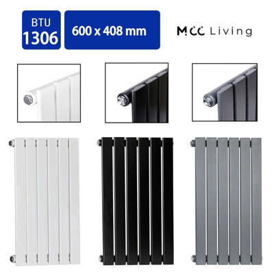 Single Flat Panel Vertical Column Radiator (H)600mm by MCC Direct
