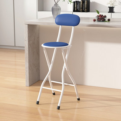 Single Folding Breakfast Bar Stool padded High Chair Blue