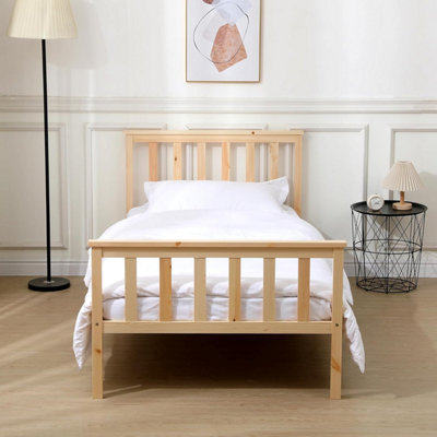 Single Frame Pine Wood Bed - Natural | DIY at B&Q