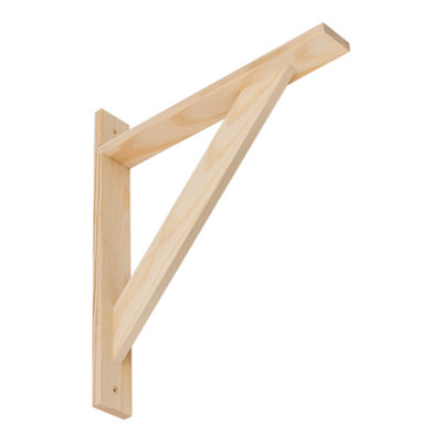 Single Handcrafted Wooden Shelf Bracket - Rustic Wall-Mounted Support ...