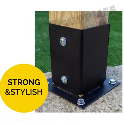 Single Heavy Duty Black Bolt Down Post Support - Pergola Post Anchor ...