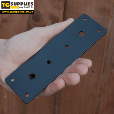 Single Heavy Duty Black Galvanised Repair Mending Bracket - Flat ...