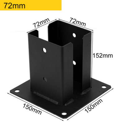 Single Heavy Duty Black Powder Coated Bolt Down Pergola Post Support ...