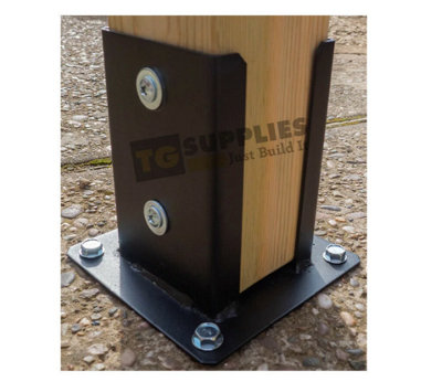 Single Heavy Duty Black Powder Coated Bolt Down Pergola Post Support ...