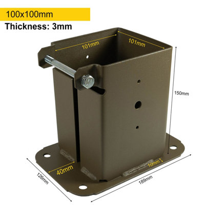 Single Heavy Duty Bolt Down Pergola Post Support - Bolt Down Fence Post ...