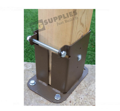 Single Heavy Duty Bolt Down Pergola Post Support - Bolt Down Fence Post Bracket - Bolt Down ...