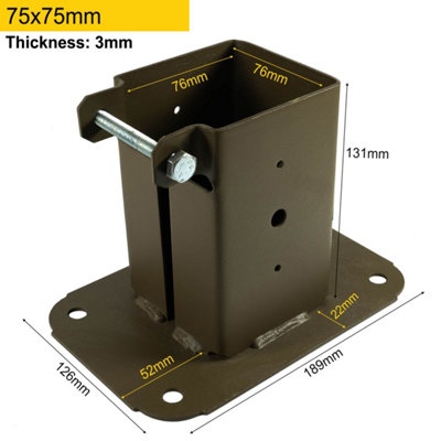 Single Heavy Duty Bolt Down Pergola Post Support - Bolt Down Fence Post ...