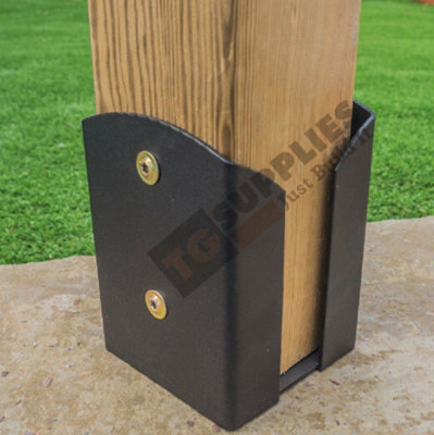 Single Heavy Duty Galvanised Black Bolt Down Post Support - Pergola ...