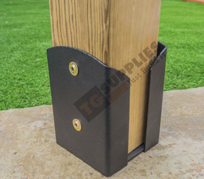 Single Heavy Duty Galvanised Black Bolt Down Post Support - Pergola ...