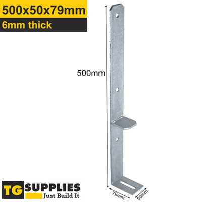 Single Heavy Duty Galvanised Concrete-In Pergola Post Support - Ground ...