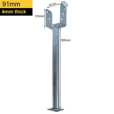 Single Heavy Duty Galvanised Concrete In U Shape Pergola Post Support ...