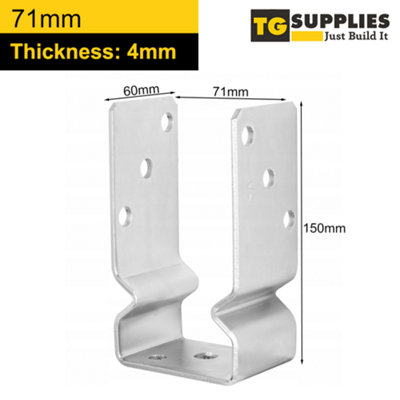 Single Heavy Duty Galvanised Elevated Pergola Bolt Down Post Support ...