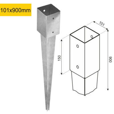 Single Heavy Duty Hot Dip Galvanised Pergola Post Spike - Fence Spike ...