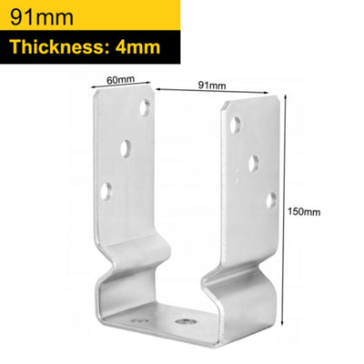 Single Heavy Duty Hot Dipped Galvanised Pergola Bolt Down Post Support ...