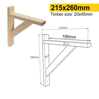 Single Heavy Duty Natural Pine Wooden Shelf Bracket Timber Shelf ...