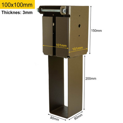 Single Heavy Duty Powder Coated Pergola Concrete-In Post Support ...