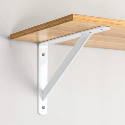 Single Heavy Duty Reinforced White Powder Coated Steel Shelf Bracket ...