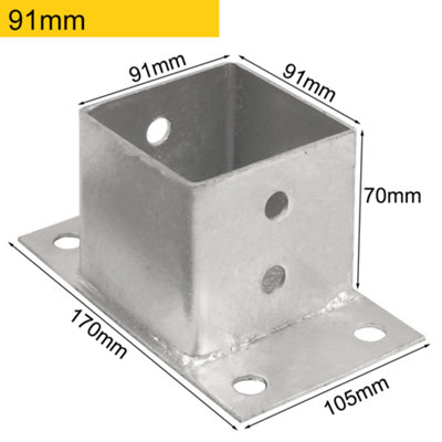 Single Hot Dipped Galvanised Bolt Down Pergola Post Support Bracket - Fence Post Support - Post ...