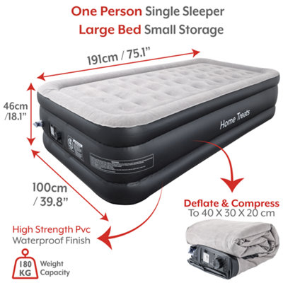 Single Inflatable Air Bed With Built In Pump Quick Inflate Camping Mattress