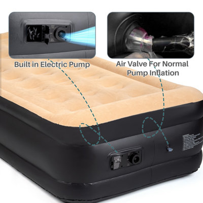 SINGLE INFLATABLE HIGH RAISED AIR BED MATTRESS AIRBED WITH BUILTIN ...