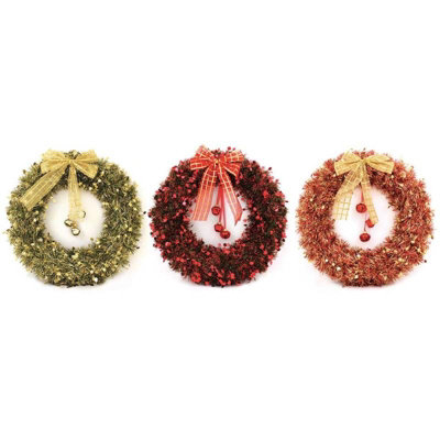 Single Large Wreath With Bells Christmas Tinsel Decoration (XH0239)