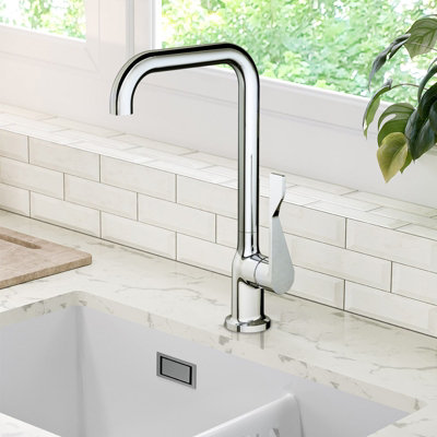 Single Lever Swivel Spout Kitchen Sink Mixer Tap Modern Polished Chrome ...