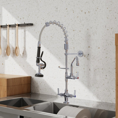 Single Lever Tap Commercial Kitchen Tap with Pull-Out Sprayer and ...