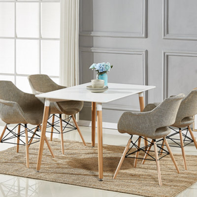 Single Olivia Fabric Dining Chair Upholstered Dining Room Chairs Beige