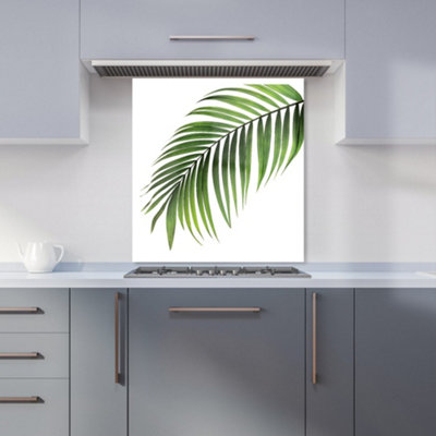 SINGLE PALM LEAF PREMIUM GLASS KITCHEN SPLASHBACK W600MM X H750MM