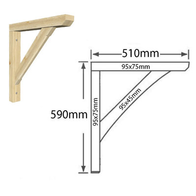 Single Premium Heavy Duty ELITE Timber Wooden Porch Gallows Bracket ...