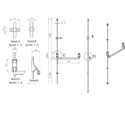Single Push Bar Panic Bolt For Single Leaf Escape Doors Emergency Exit