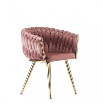 Single Roma Knot Velvet Dining Chair Upholstered Dining Chairs Pink