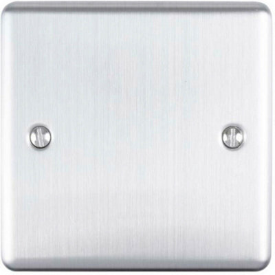 Single SATIN STEEL Blanking Chassis Plate Round Edged Wall Box Hole ...