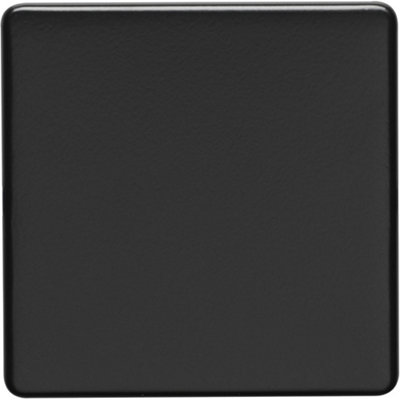 Single SCREWLESS MATT BLACK Blanking Plate Round Edged Wall Box Hole Cover