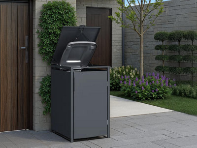 Single Solid Panel Anthracite Wheelie Bin Cover