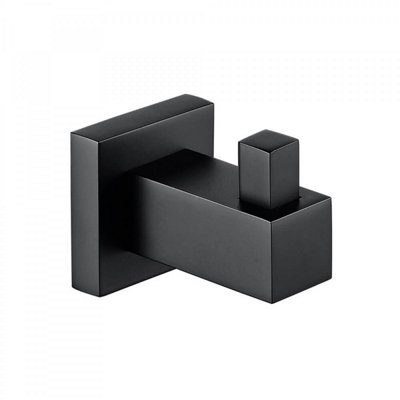 Single Square Robe Hook Matte Black | DIY at B&Q