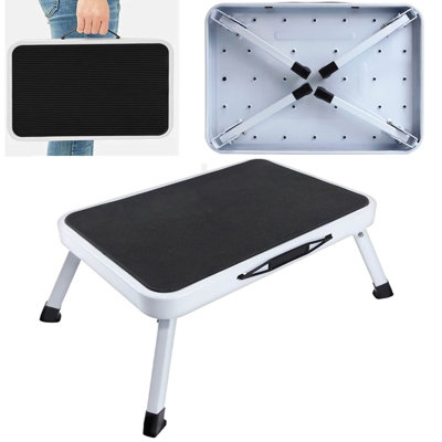 Single Step Folding Caravan Stool Steel Non Slip Mat Ladder Van ...