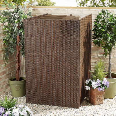 Single Wheelie Bin Screen - Faux-Willow Look with Steel Frame, Made ...