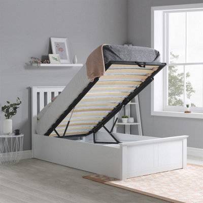 Single White Ottomam Bed 3FT Storage Bed Frame Birlea Phoenix 90cm