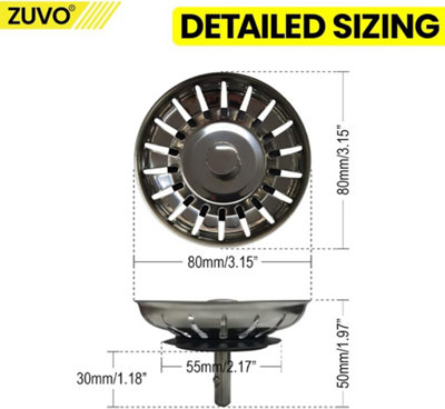 Sink Plug Replacement - 78 MM Kitchen Sink Strainer to Block Waste ...