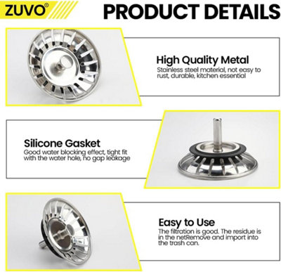 Sink Plug Replacement - 78 MM Kitchen Sink Strainer to Block Waste ...