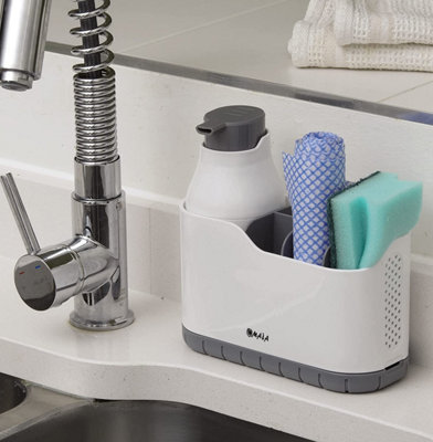 Sink Tidy with 250ml Soap Dispenser - Bathroom or Kitchen Space Saving ...